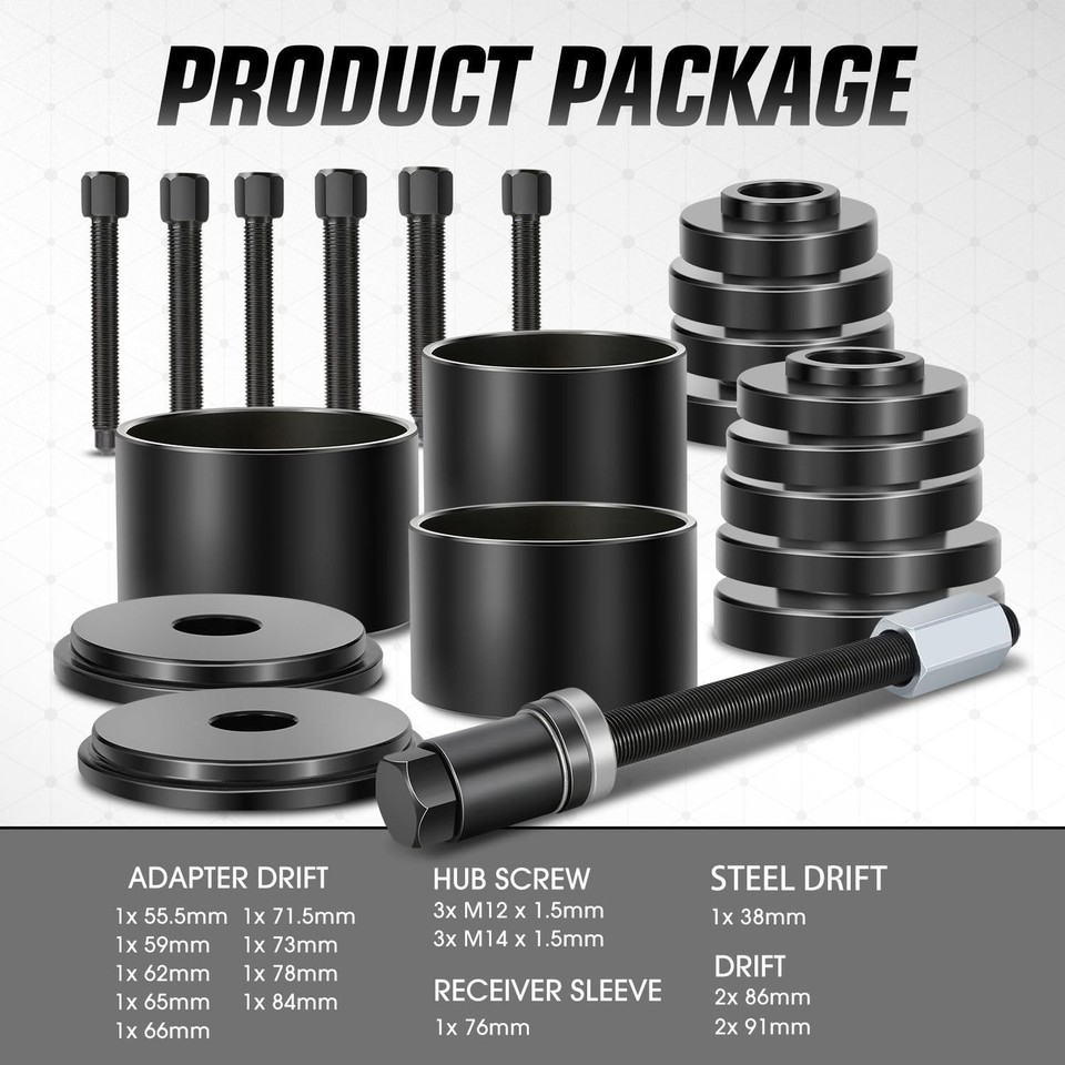 Wheel Bearing Press Kit 19pcs Auto Front Wheel Drive Bearing Removal ...