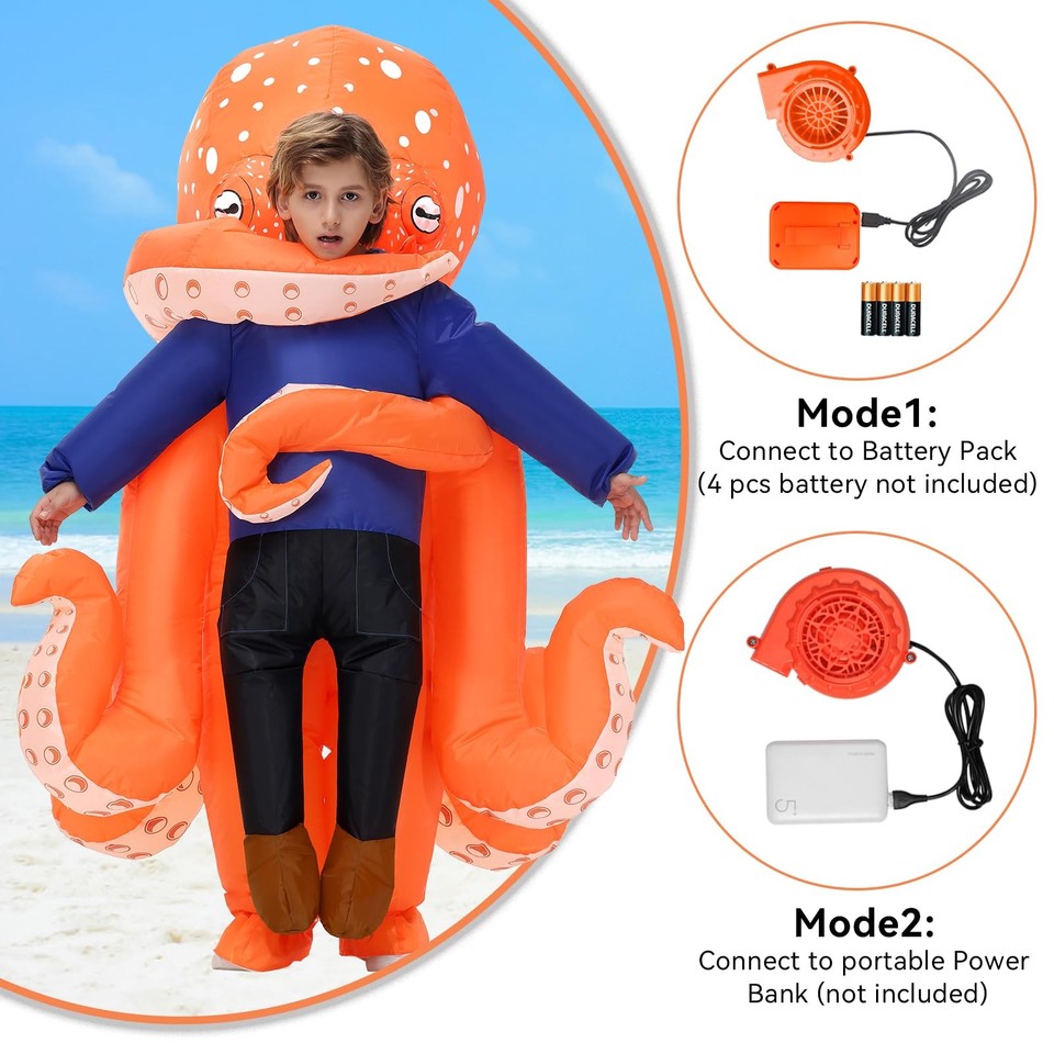 Inflatable Costume Octopus for Kids,Halloween Blow Up Octopus Costumes ...