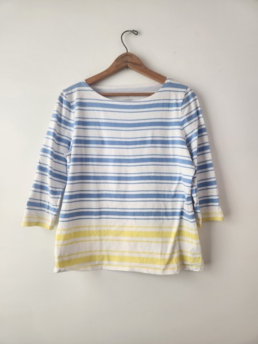 Sz M Talbots Stripe Cotton Jersey Knit Top Shirt Spring Colors 3/4 ...