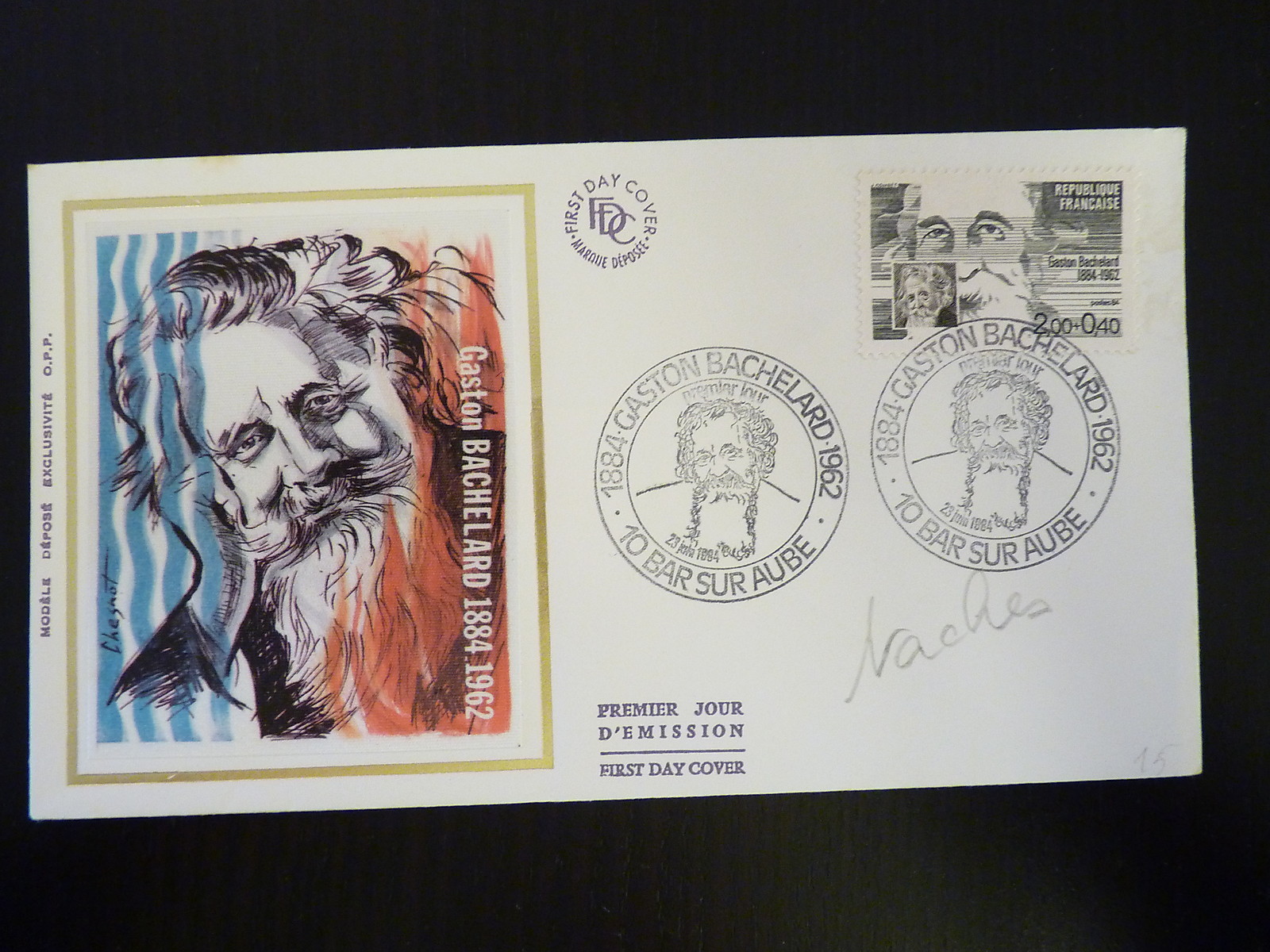 Frankreich Premier Tag FDC Yvert 2330 Gaston Bachelard 2+0,40F BAR ...