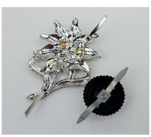 2PCS WW2 GERMAN OFFICER M43 FIELD CAP BADGE EDELWEISS METAL INSIGNIA ...