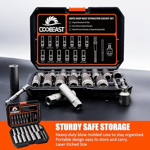 Deep Bolt Extractor Kit, 16Pcs Bolt Extractor Socket Set for Rounded ...