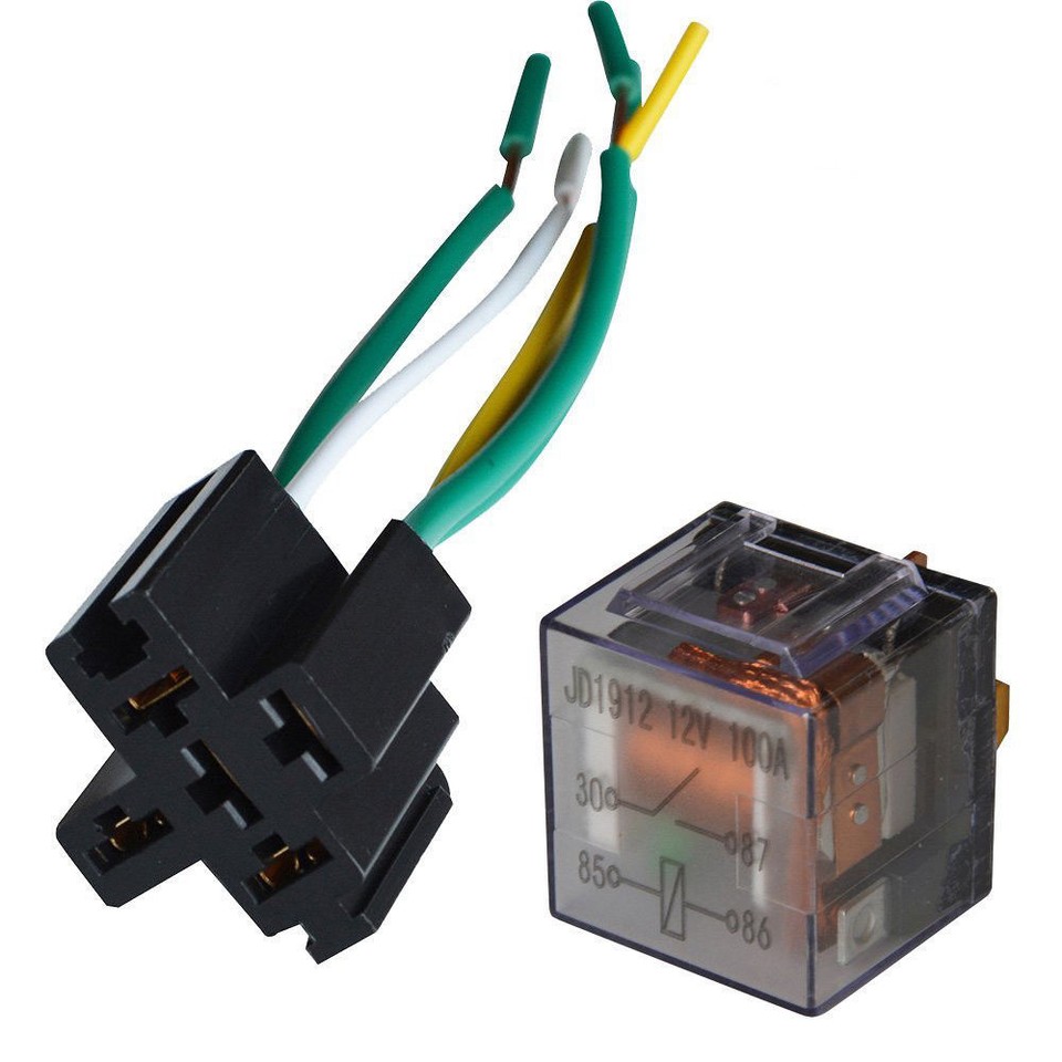 12V/24V 60A Car Relay Socket Connector Heavy Duty SPST 4-Pin Waterproof ...