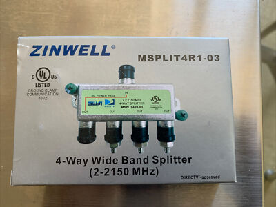DirecTV 4-Way 1X4 Zinwell SWiM Splitter SWM HD Wide Band MSPLIT4R1-03 ...