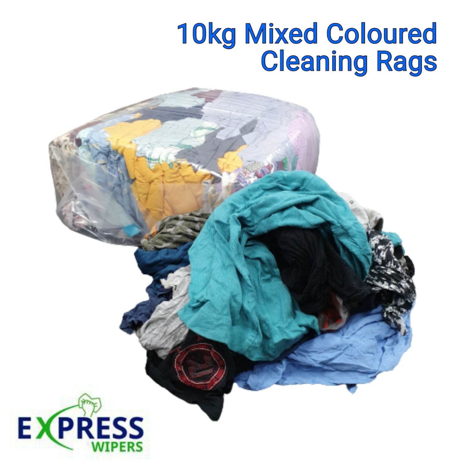 10kg Bag Mixed Coloured Cleaning Rags Wipers General Wiping Cloths FREE ...