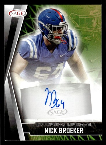 2022 SAGE Low Series - Autographs Nick Broeker #A-NB Black (AU, RC) for ...