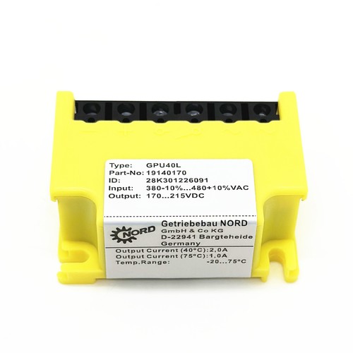 NORD GPU40L (19140170) 380-10%-480VAC 170-215VDC brake rectifier block ...