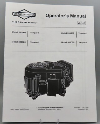 Briggs & Stratton 290000 300000 Vanguard Engines Operators Manual | eBay