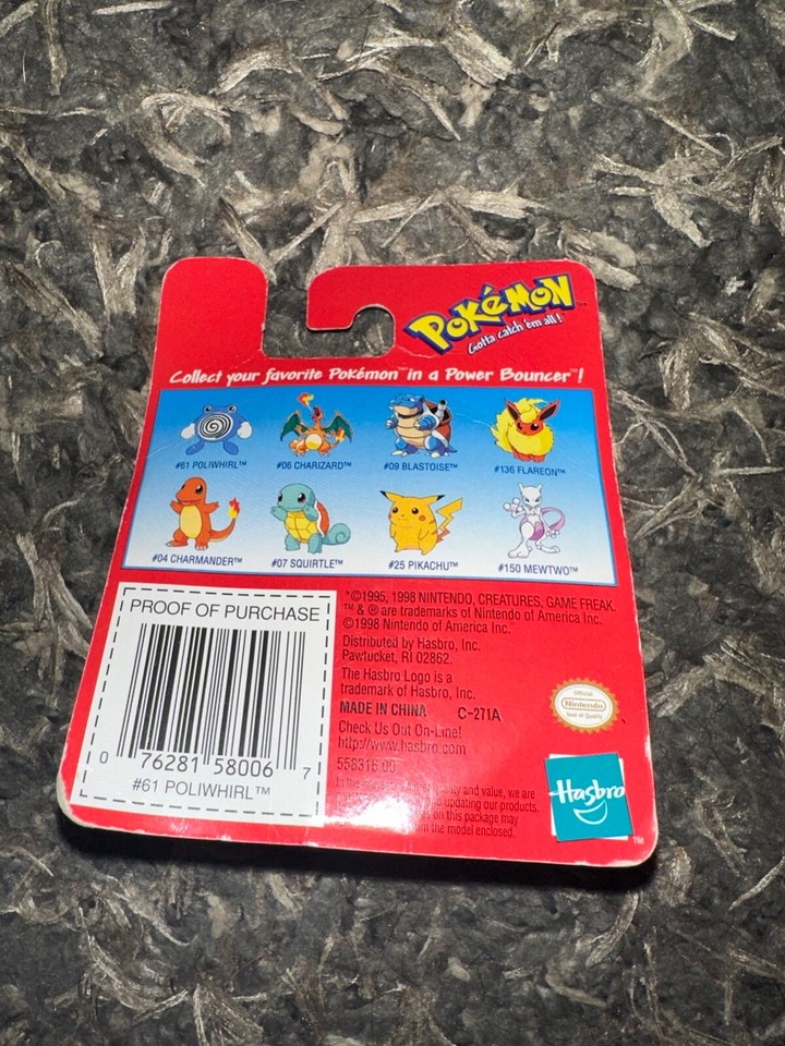 1998 Hasbro Pokemon- #061 Poliwhirl Power Bouncer - NIB Sealed First ...