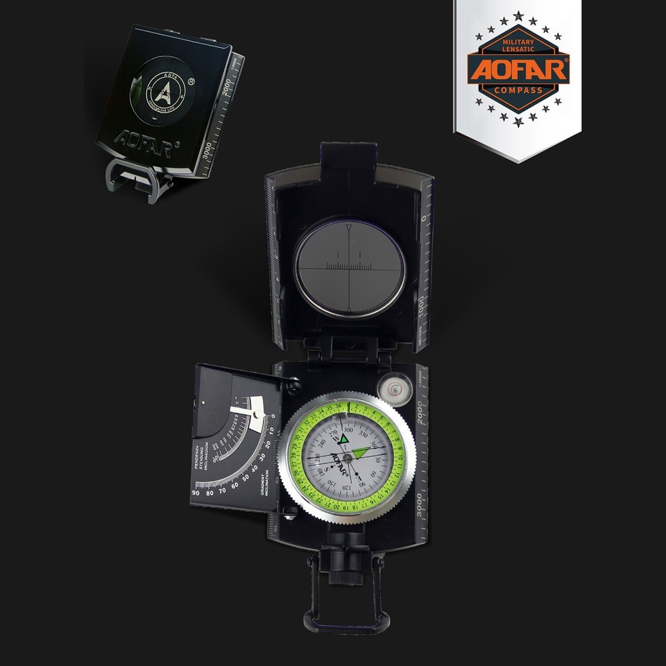 AOFAR Military Compass AF-4074 Hiking Survival Marching Camping ...