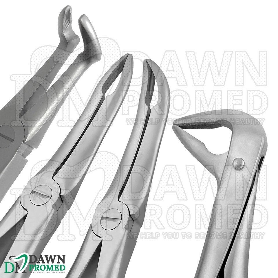4 Pcs TC Extracting Forceps Root Tip Set Dental Extraction Instruments ...