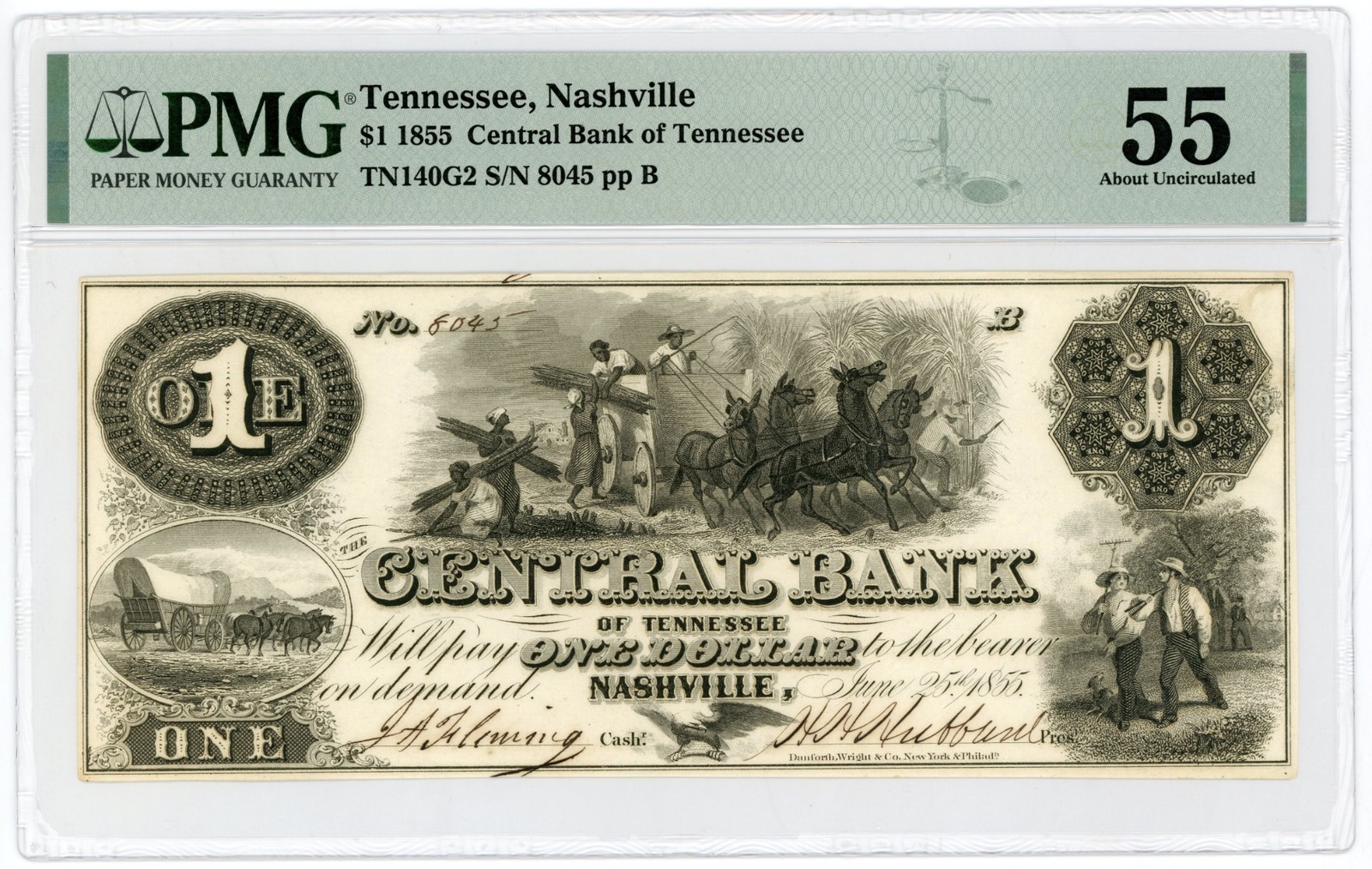 1855 $1 The Central Bank - Nashville, TENNESSEE Note PMG AU 55 | eBay