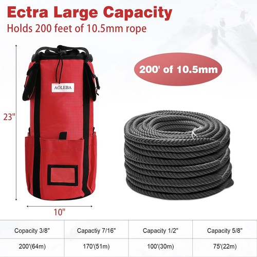 AOLEBA Arborist Rope Storage Bag Tree Climbing Rock Bucket Backpack Red ...