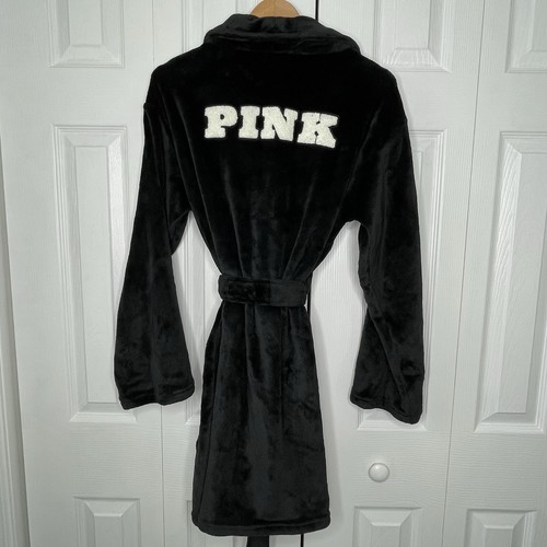 Victorias Secret PINK fluffy Robe Super Soft With Dog And PINK Logo XS ...