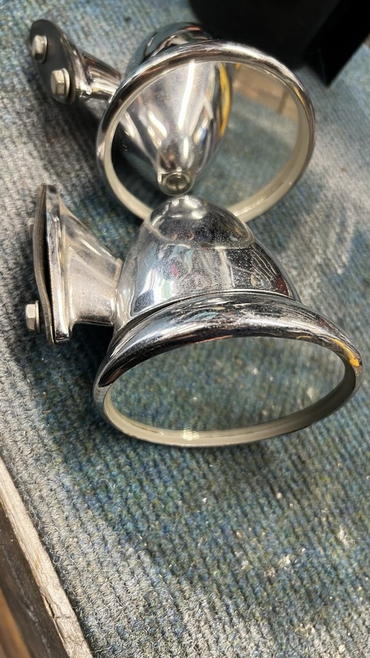 PAIR OF CHROME BULLET TORPEDO EXTERIOR WING DOOR MIRRORS CLASSIC ...