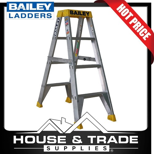 Bailey Step Ladder 1.19m 4 Step Double Sided Aluminium 150kgs FS13961 ...
