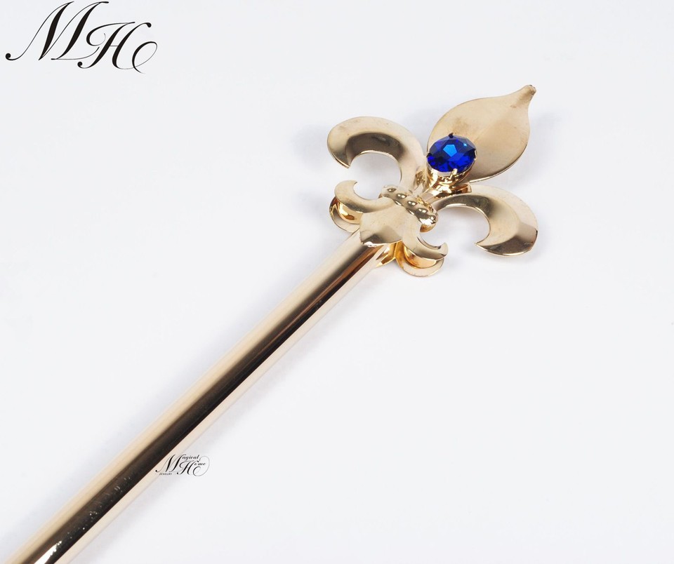 Imperial Medieval Scepters Wand Blue Crystal Gold Sceptre Pageant Party ...