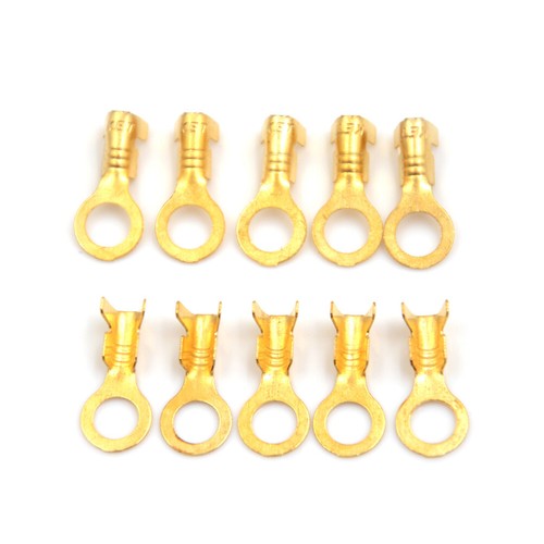 100 Pcs 5.2mm Gold Brass Round Terminal Power Supply Wire Connector ...