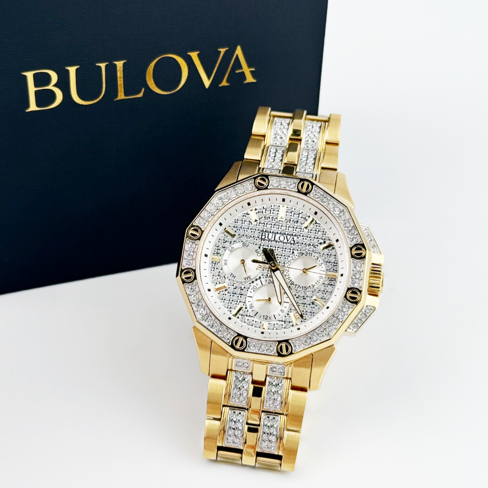 Bulova 98C126 Octava Two-Tone Crystal Stainless Steel Men's quartz ...