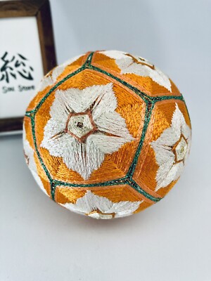 TEMARI traditional handball thread decorated ball Orange φ3.9inc ...
