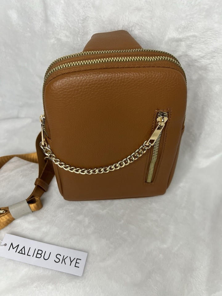 Malibu Skye Purse Crossbody Vegan Leather Tan NWT | eBay