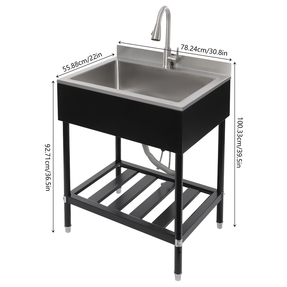 Stainless Steel Sink, Free Standing Single Bowl Kitchen Sink, Sink for ...