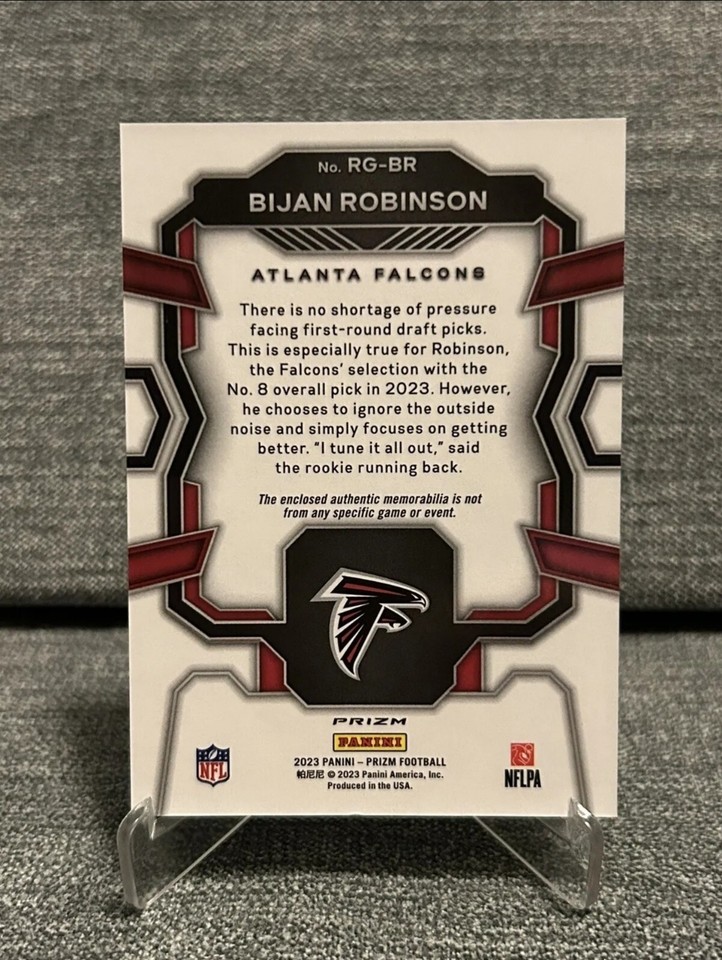 2023 Panini Prizm Bijan Robinson Neon Green Pulsar Rookie Gear RC ...