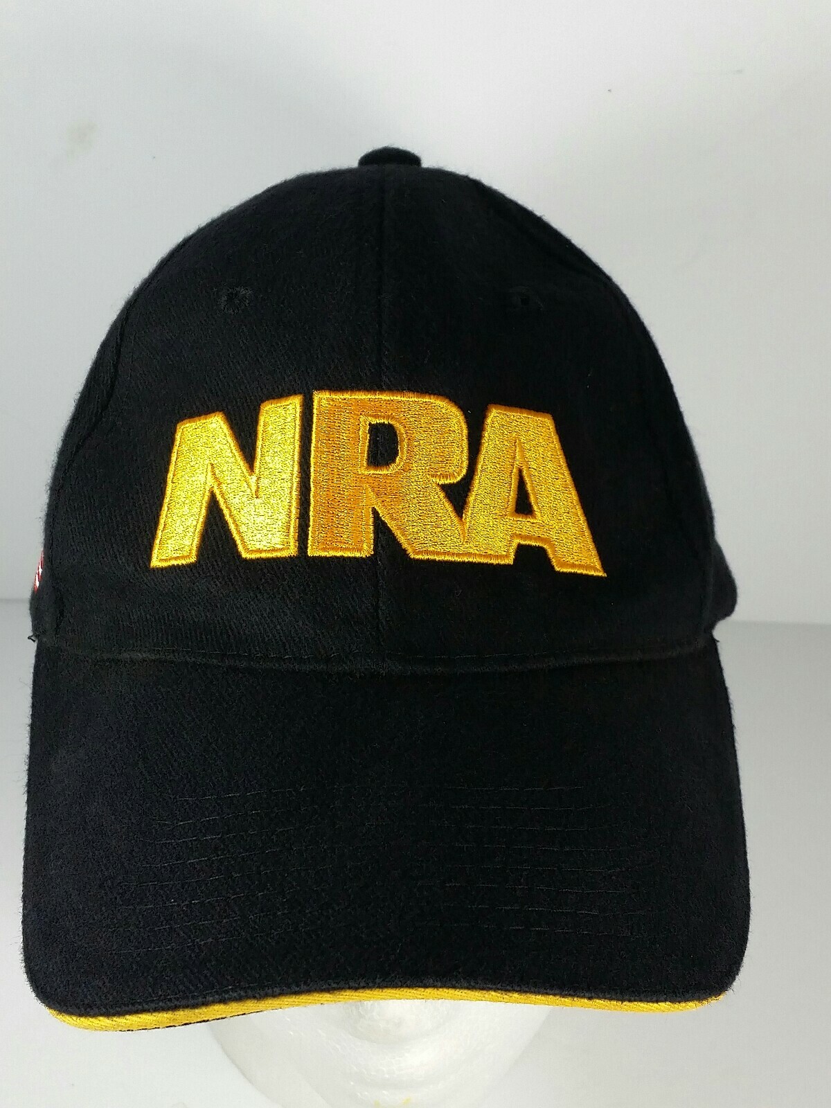 NRA Hat Ball Cap Black Yellow Adjustable National Rifle Assoc Strap ...