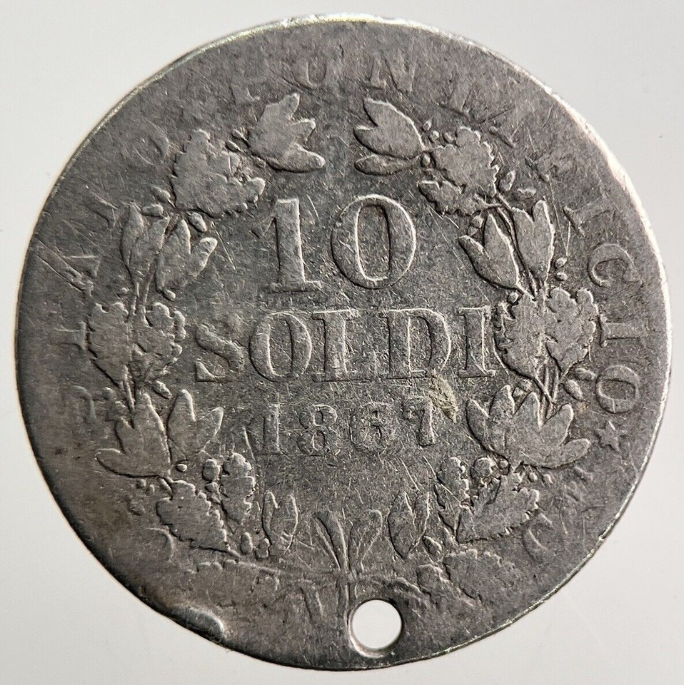1867 Italy Vatican Pope 10 Soldi Silver Coin | Collectable Grade ...