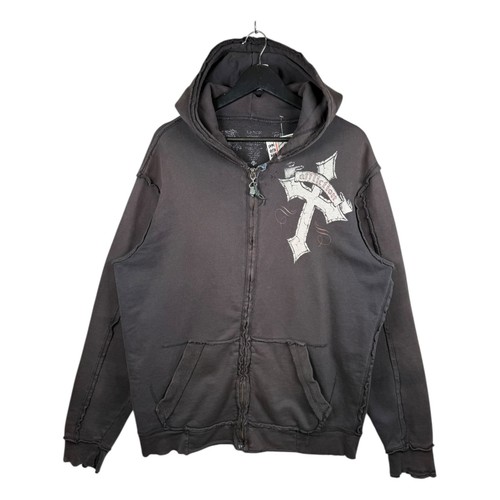 Vintage Affliction Live Fast Cross Full Zip Hoodie Black Mens XL | eBay