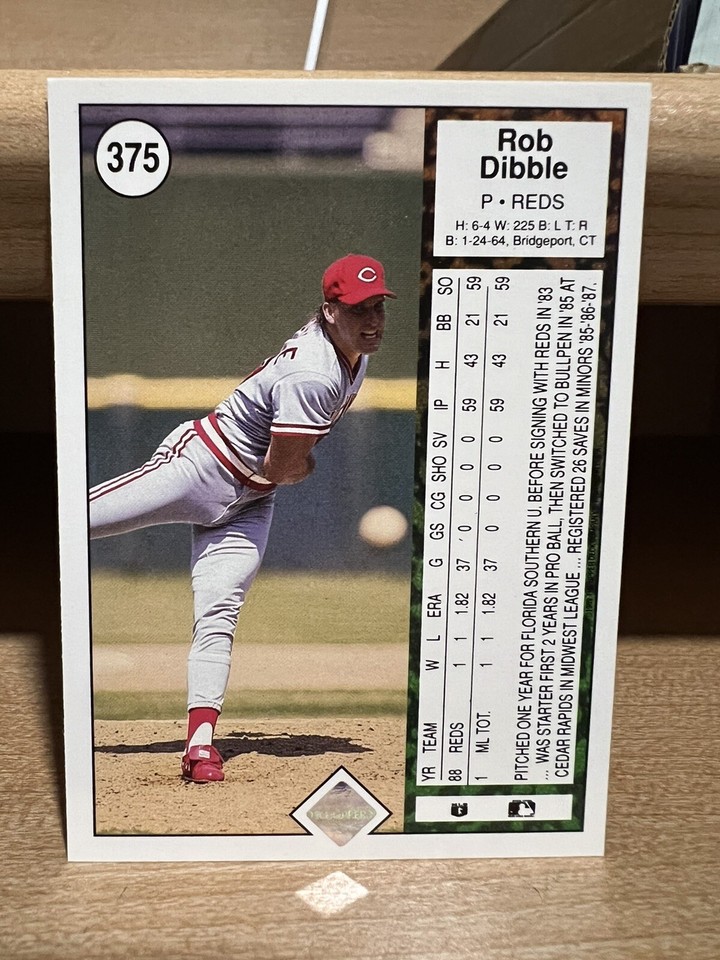 1989 Upper Deck Baseball MLB Rob Dibble Rookie Cincinnati Reds Card ...