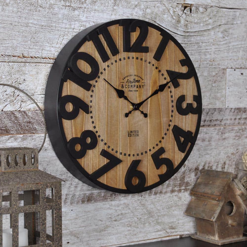 FirsTime Gold Shiplap Outdoor Wall Clock, Farmhouse,, 53% OFF
