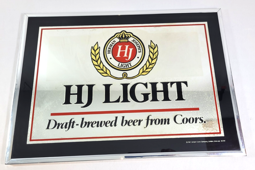 HJ Light Coors Herman Joseph's Beer 18” x 13” Vintage Mirror Sign Bar ...