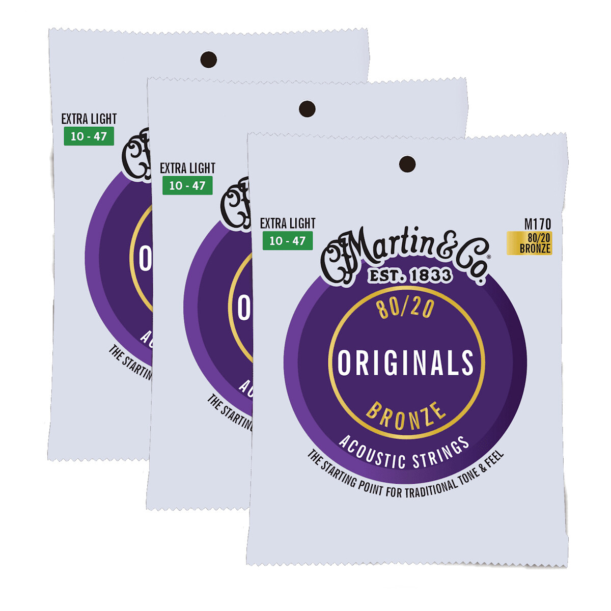 3 Sets Martin EXTRA LIGHT Acoustic Guitar Strings M170 | eBay