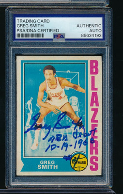 1974-75 Topps #128 Greg Smith signed auto autograph PSA/DNA w debut ex ...