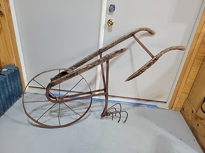 Vintage Single Wheel Cultivator Push Plow Wheeled 5 Tine Garden Hoe | eBay