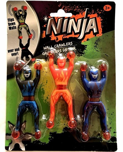 Ninja Wall Crawlers Toys Flips Tumbles Rolls Down Walls Plastic Sticky ...
