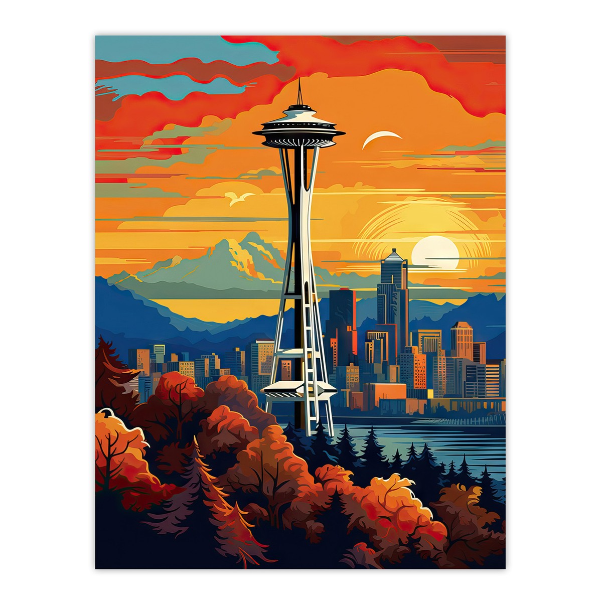 Seattle Clip Art Seattle Washington Skyline #11 Digital Art By Michael