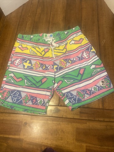 Vintage mens Jam style shorts neon vintage drawstring size 32 Tropicalia | eBay