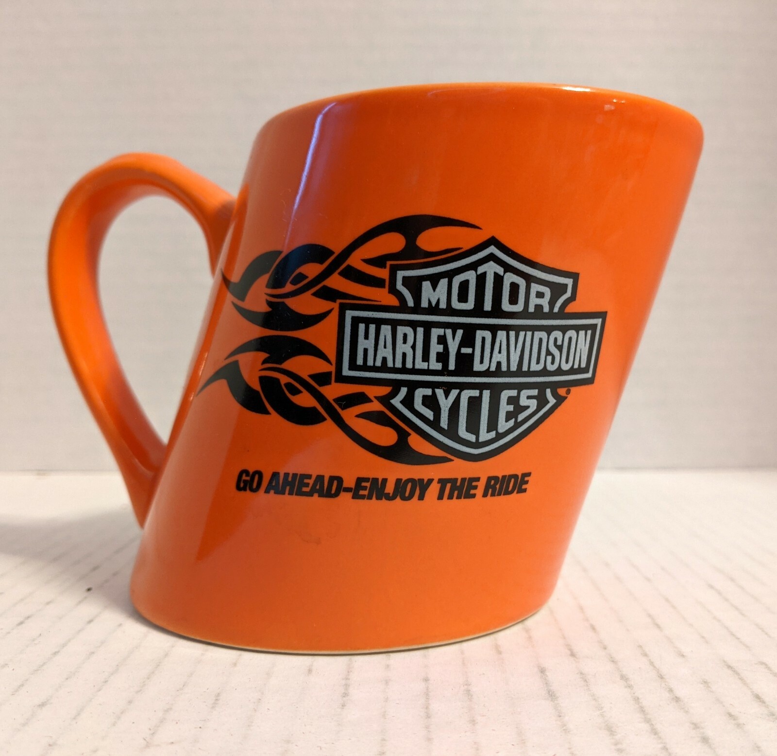 Harley Davidson Slanted Orange Coffee Mug 2007 "Enjoy The Ride" Cup ...