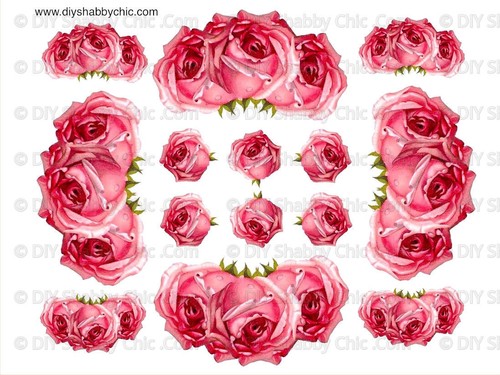 Waterslide Decal Image Transfer Vintage Pink Roses Labels Shabby Chic ...