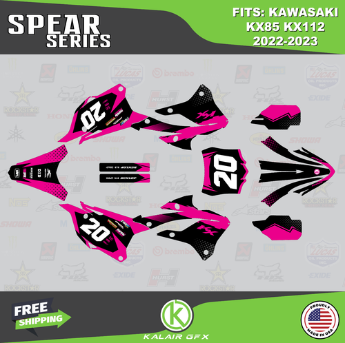 Graphics Kit for KAWASAKI KX85 KX112 2022 2023 Spear Series - Magenta ...