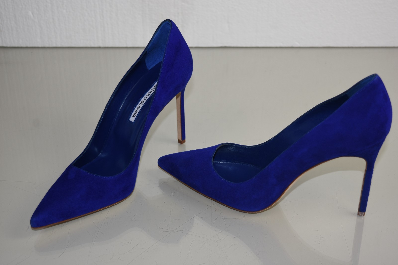 New Manolo Blahnik BB 105 Blue Suede Heels Royal Blue Cobalt Pumps ...
