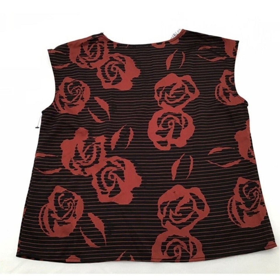 Halogen Top Women Extra Small XS Burgundy Black Stripe Rosette Sleeveless Blouse | eBay