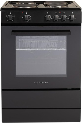 Cookology Electric Cooker 60cm Single Oven Solid Plate Hob-Black ...