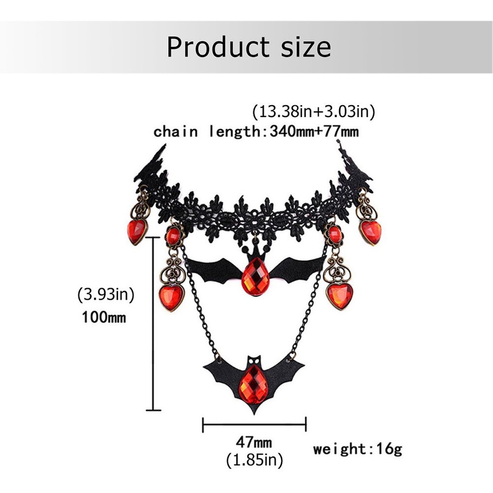 Festival Creative Necklace Vintage Bat Shaped Neck Chain Lace Neck ...