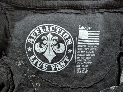 Affliction Live Fast Shirt Mens Large Cross Long Sleeve Thermal Black ...