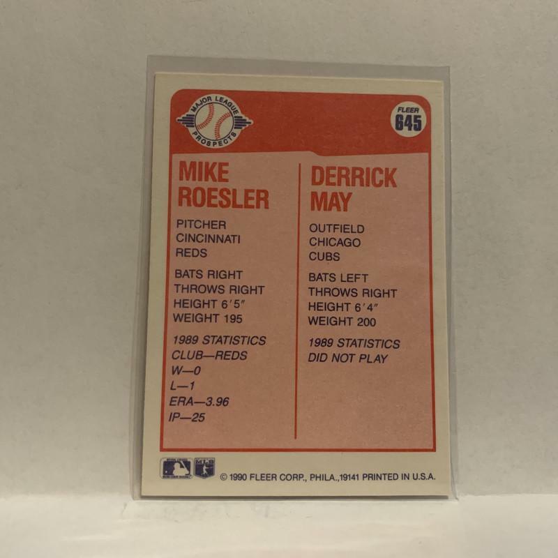 #645 Mike Roesler Derrick May Cincinnati Reds 1990 Fleer Baseball Card ...