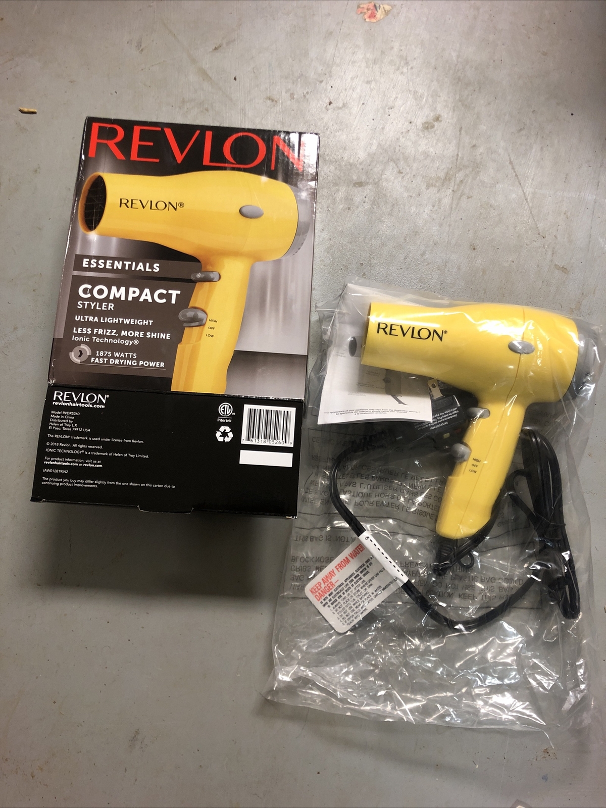 Revlon Essentials Styler Hair Dryer Yellow 1875 Watt Compact Ultra ...