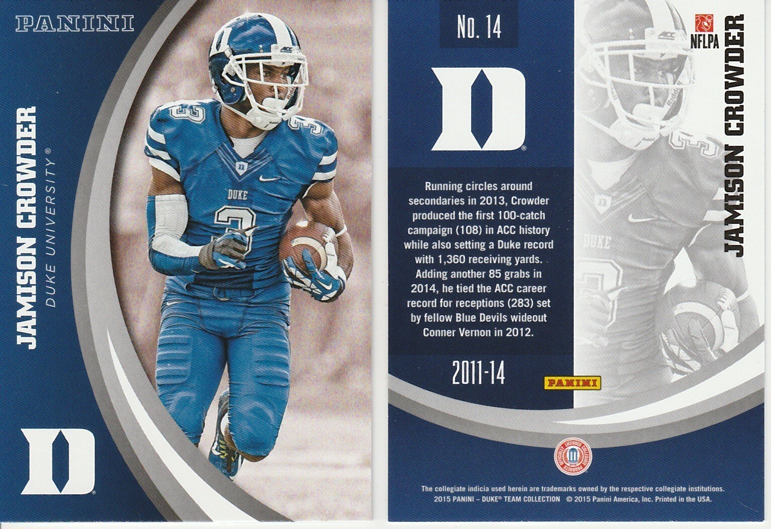 JAMISON CROWDER HUGE RESALE / INVESTMENT LOT (35) 2015 DUKE PANINI ...